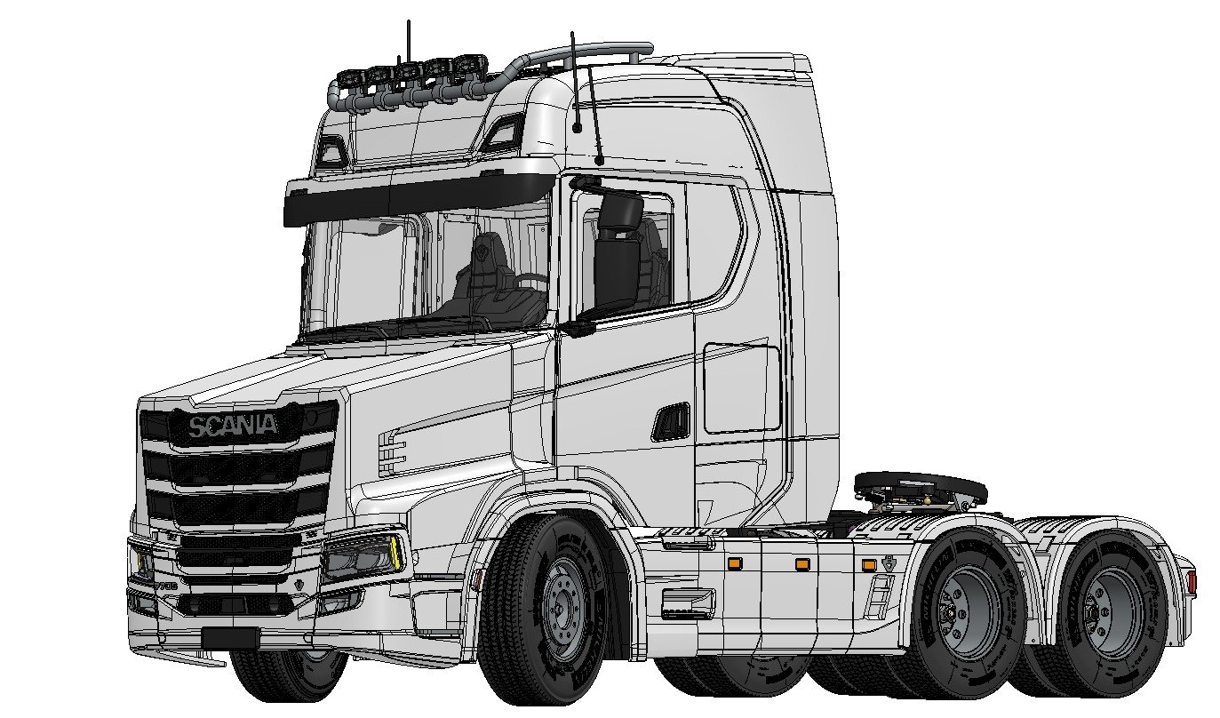 Scania T Series "Torpedo" Extended Cabin Conversion Kit - 1/14 Customs